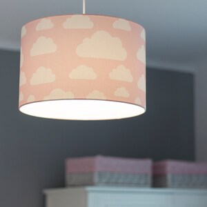 Pink Pendant Lamp for Kids Cloud Print Lampshade Pink Nursery Lamp ...