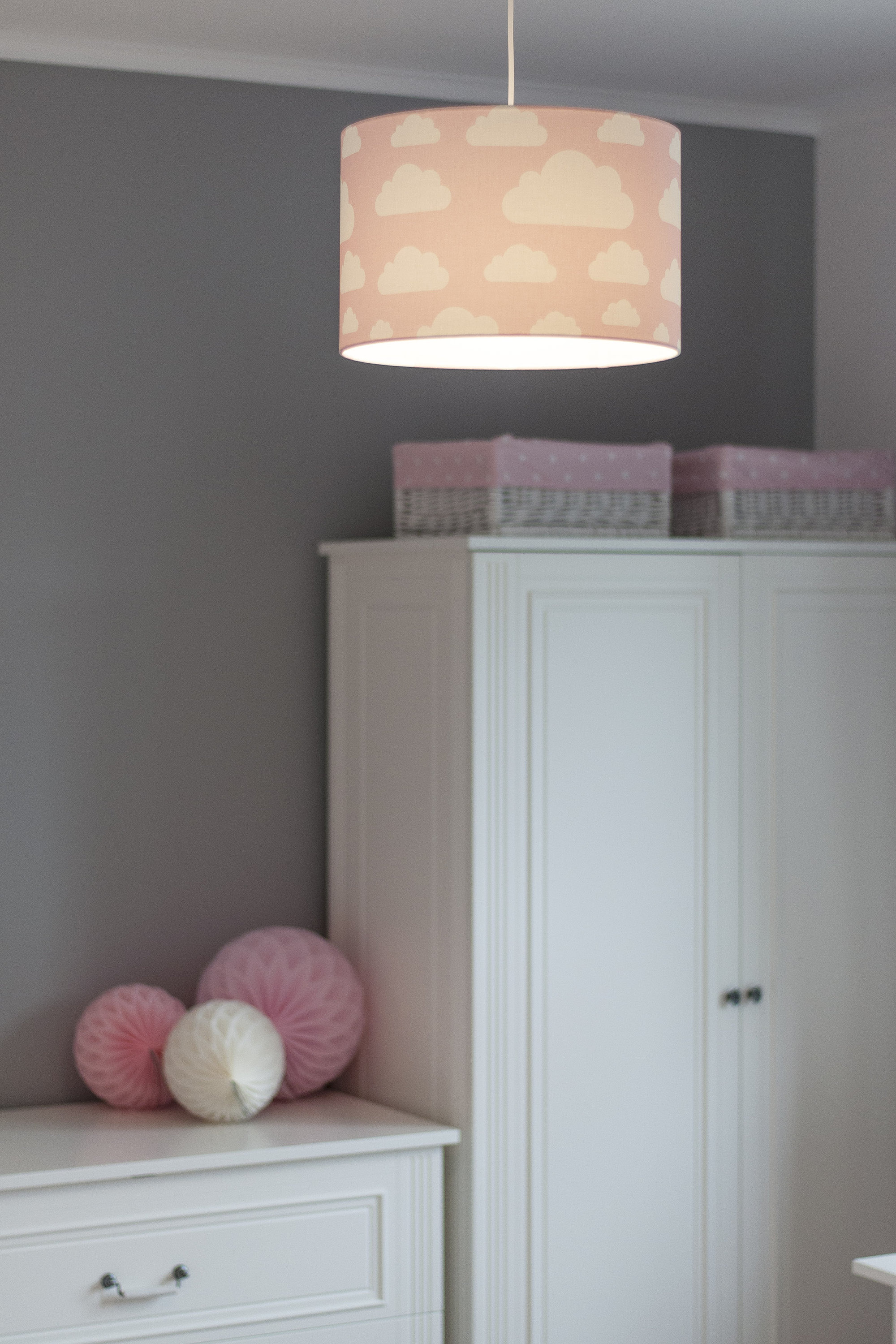 Pink Pendant Lamp for Kids Cloud Print Lampshade Pink - Etsy