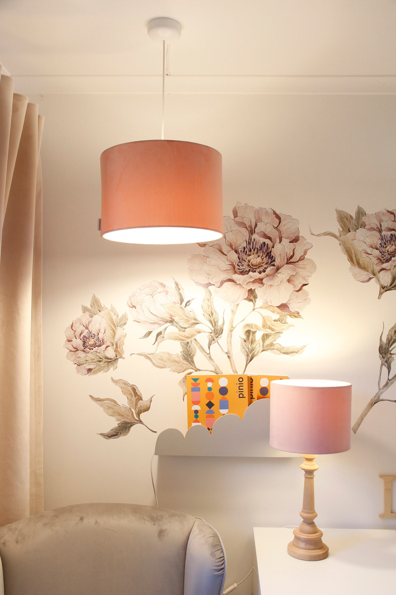 Pink Table Lamp for Kids Velvet Lampshade Girls' - Etsy