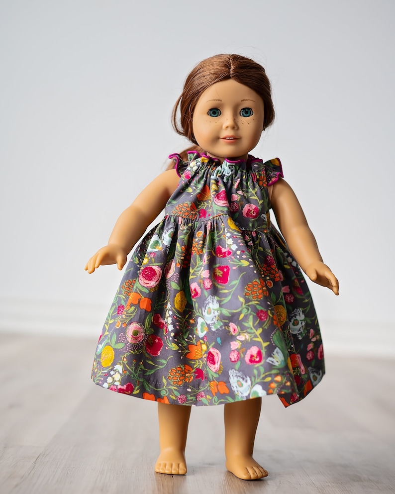 Girl and Doll Matching Dress Girls Gray Pink Floral Dress Dolly and Me ...