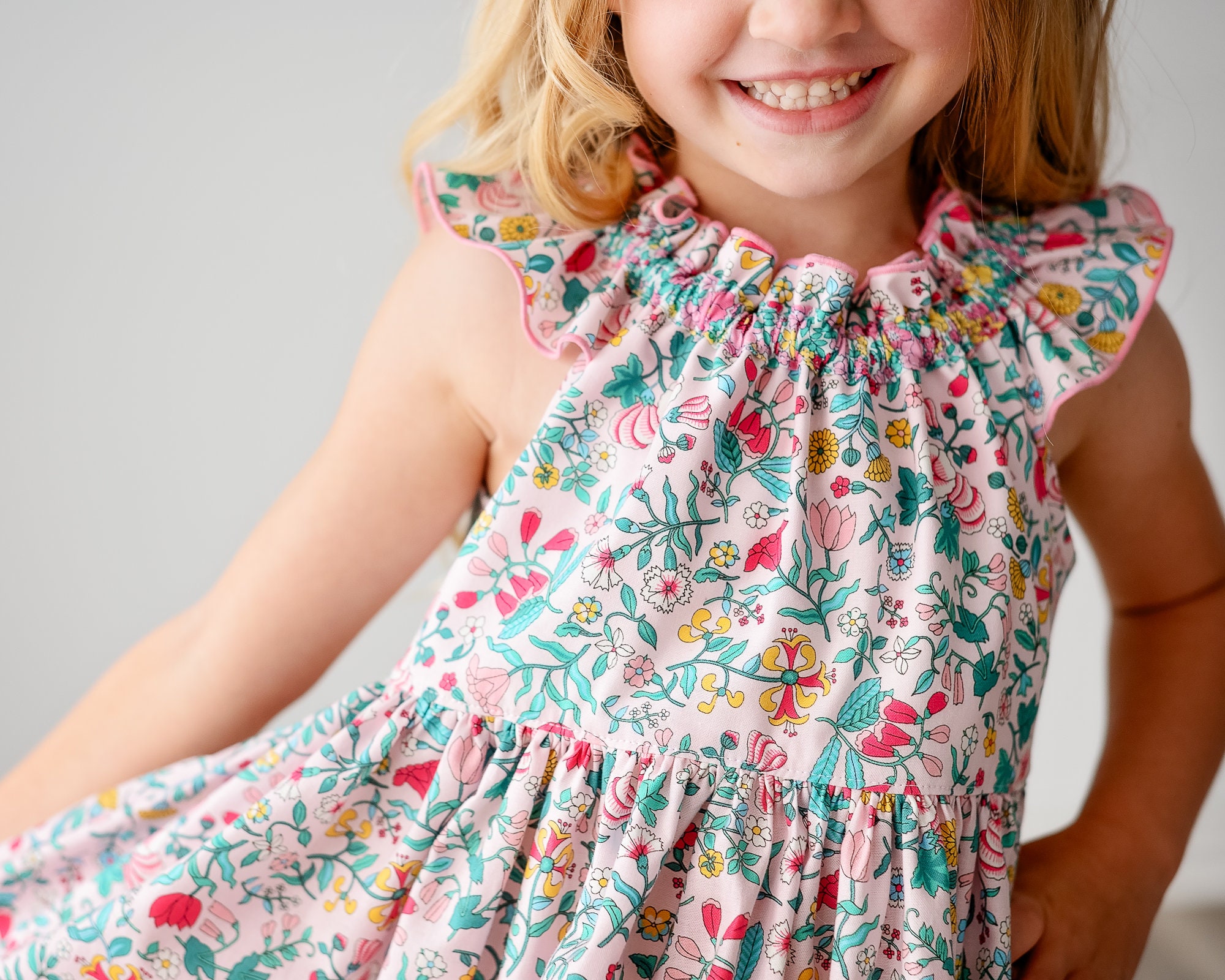 Girls Long Maxi or Midi Dress • Girls Liberty of London Cotton Pink ...