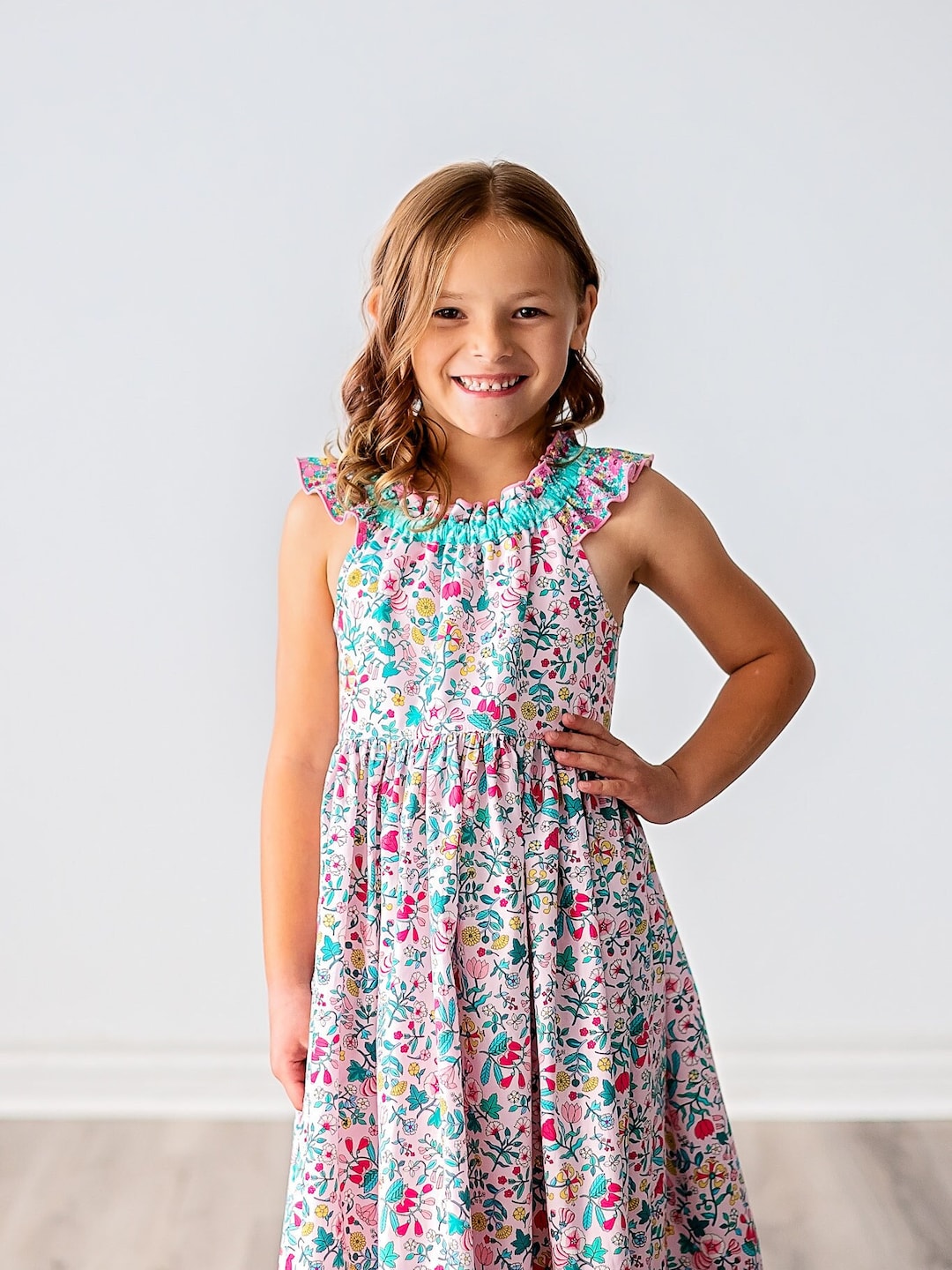 Girls Long Maxi or Midi Dress • Girls Liberty of London Cotton Pink ...