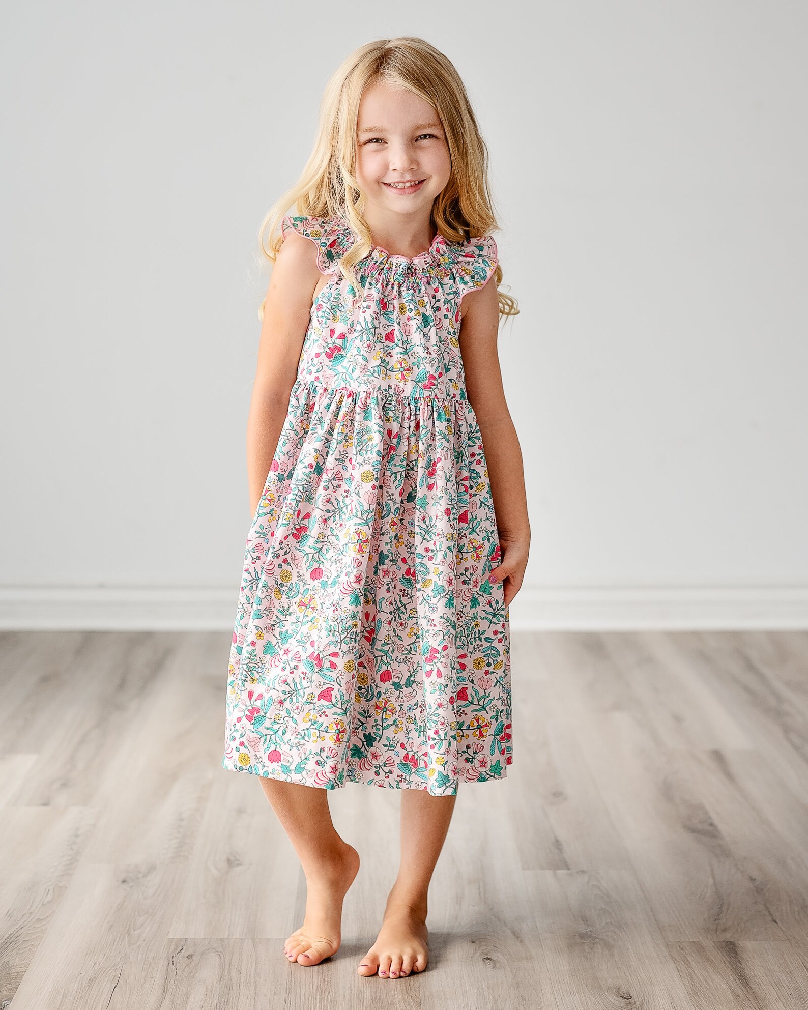 Girls Long Maxi or Midi Dress • Girls Liberty of London Cotton Pink ...