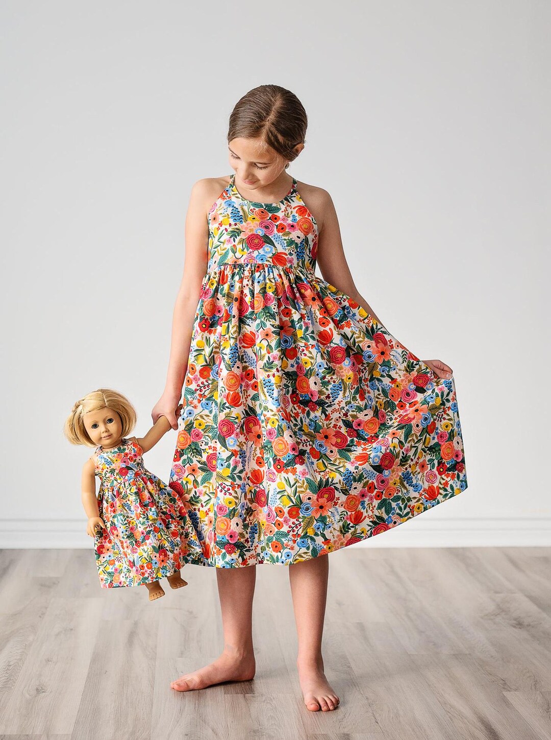 Girl and Doll Matching Strappy Sun Dress Girls Rifle Paper Co Floral ...