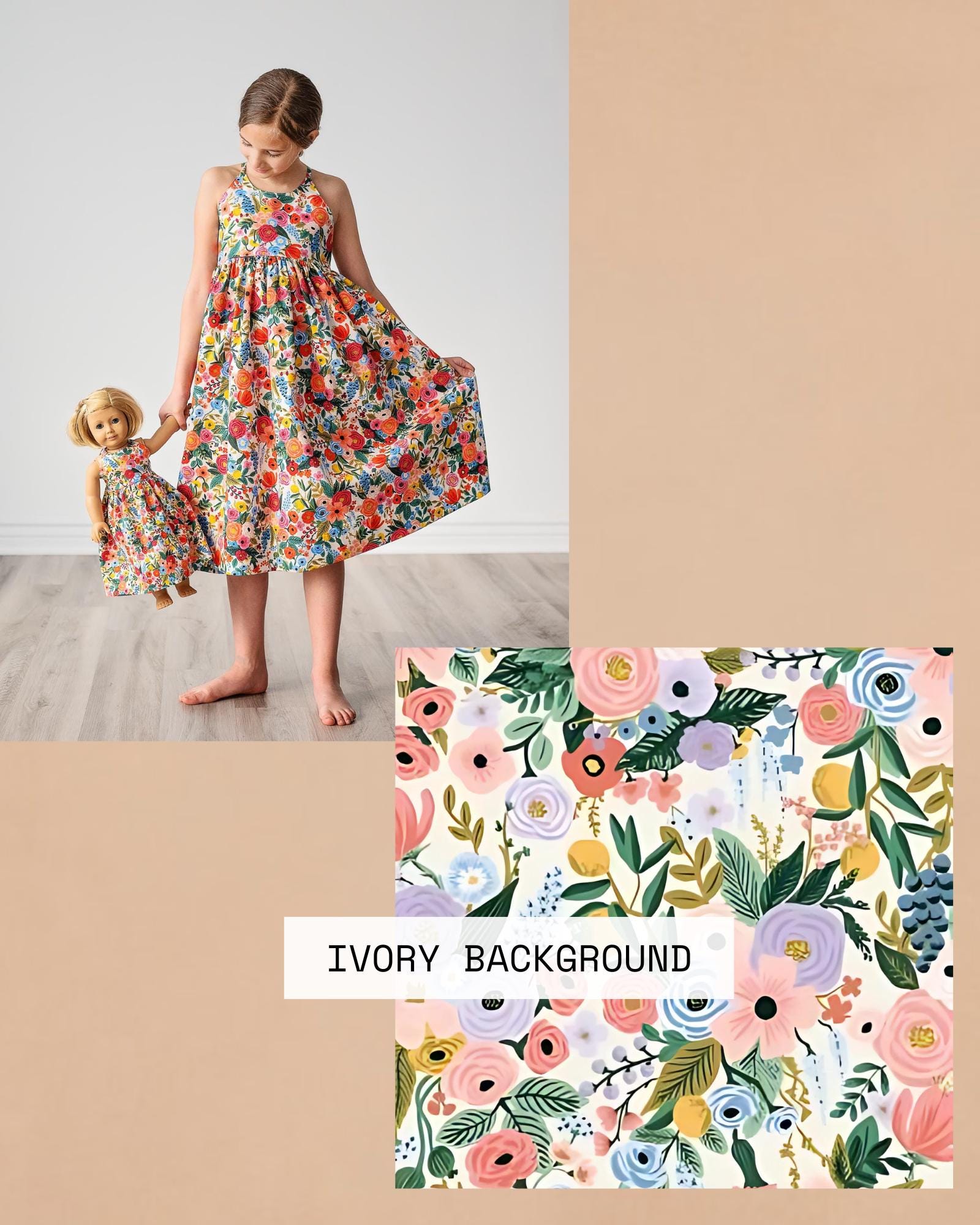 Girl and Doll Matching Strappy Sundress • Girls Rifle Paper Co Floral ...