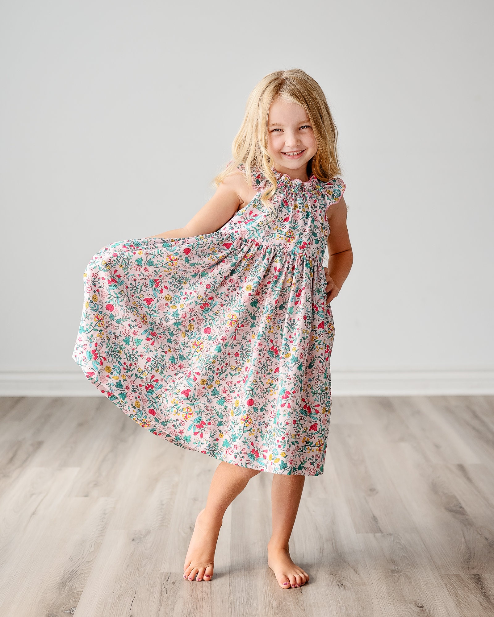 Girls Long Maxi or Midi Dress • Girls Liberty of London Cotton Pink ...