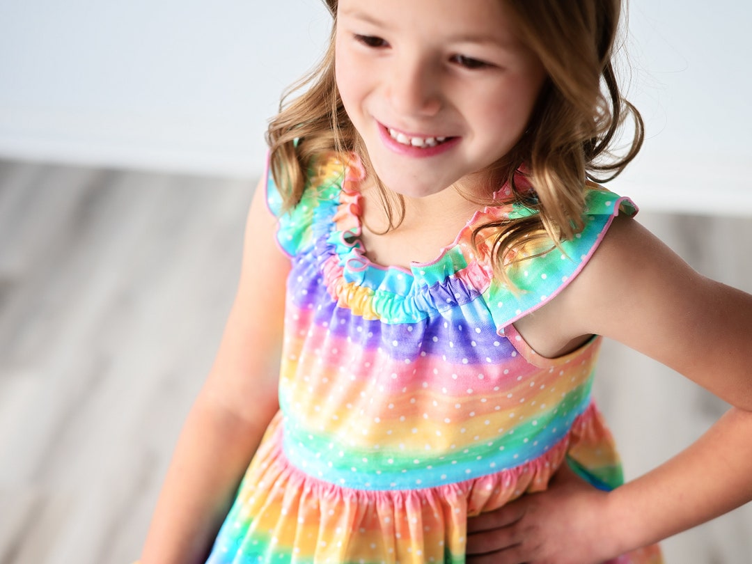 Girls Rainbow Dress Girls Pastel Dress Toddler Dress Ombre Rainbow ...