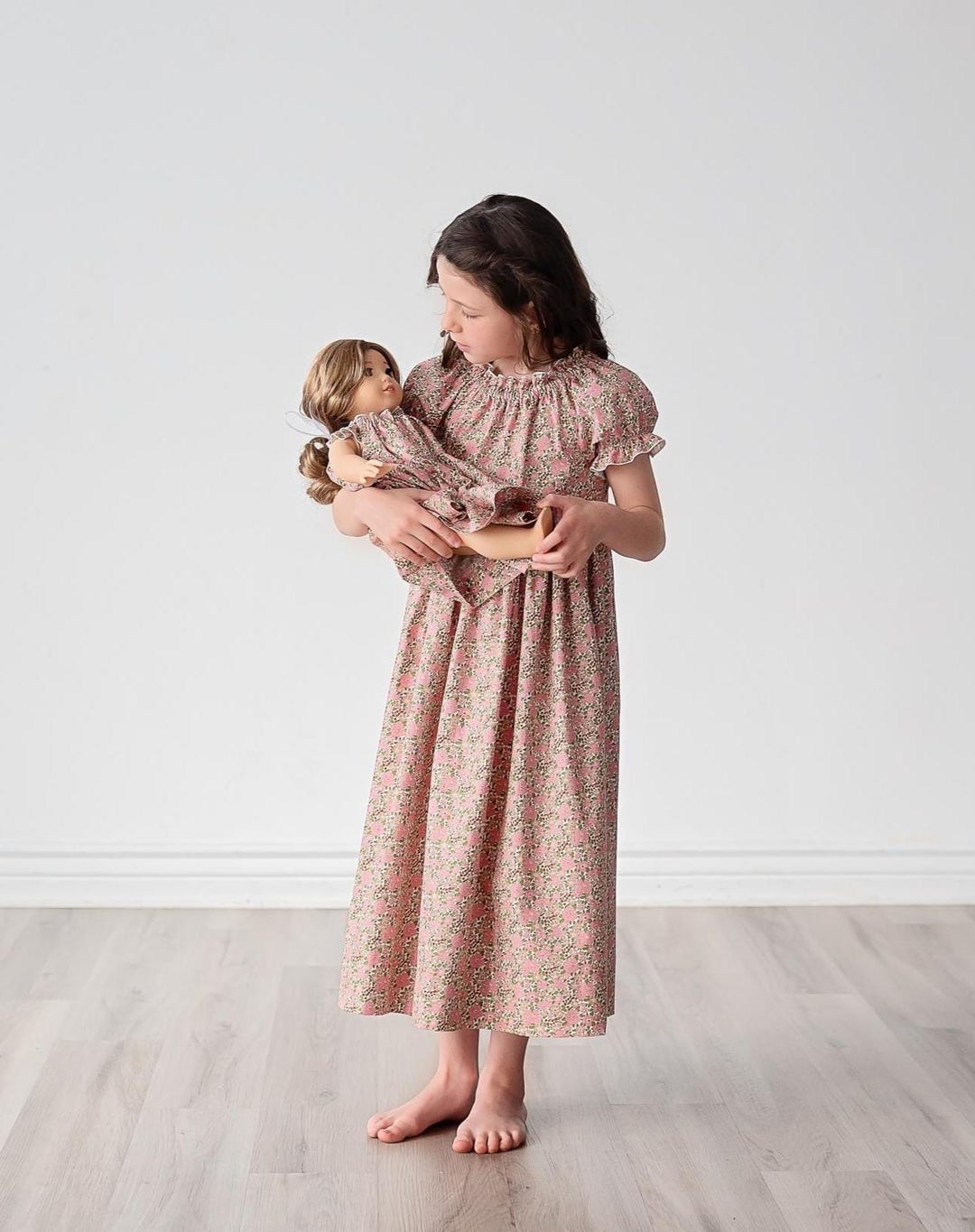 Girl and Doll Matching Tilda Pink Floral Dress • Tilda Floral Bubble ...