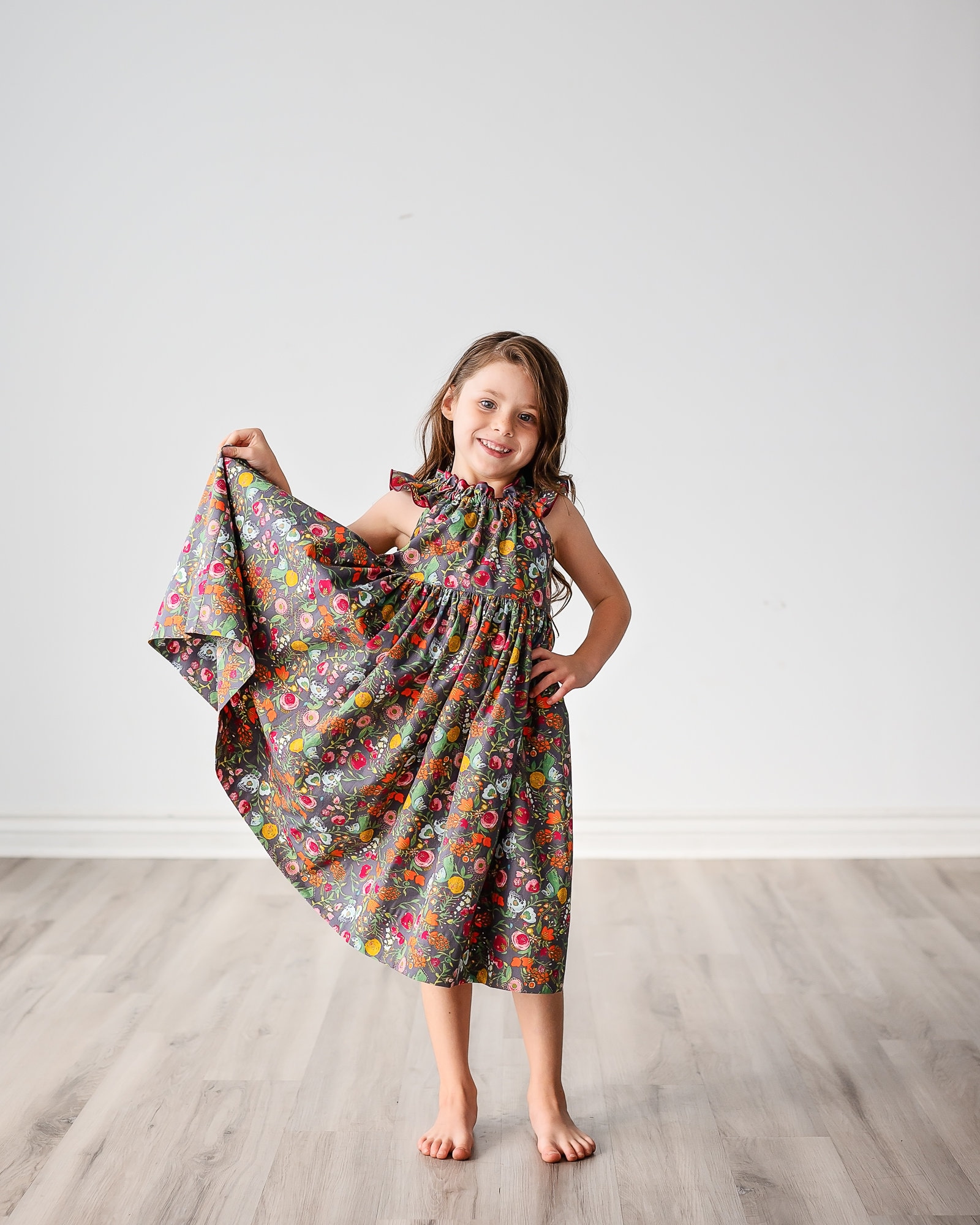 Girl and Doll Matching Dress Girls Gray Pink Floral Dress Dolly and Me ...