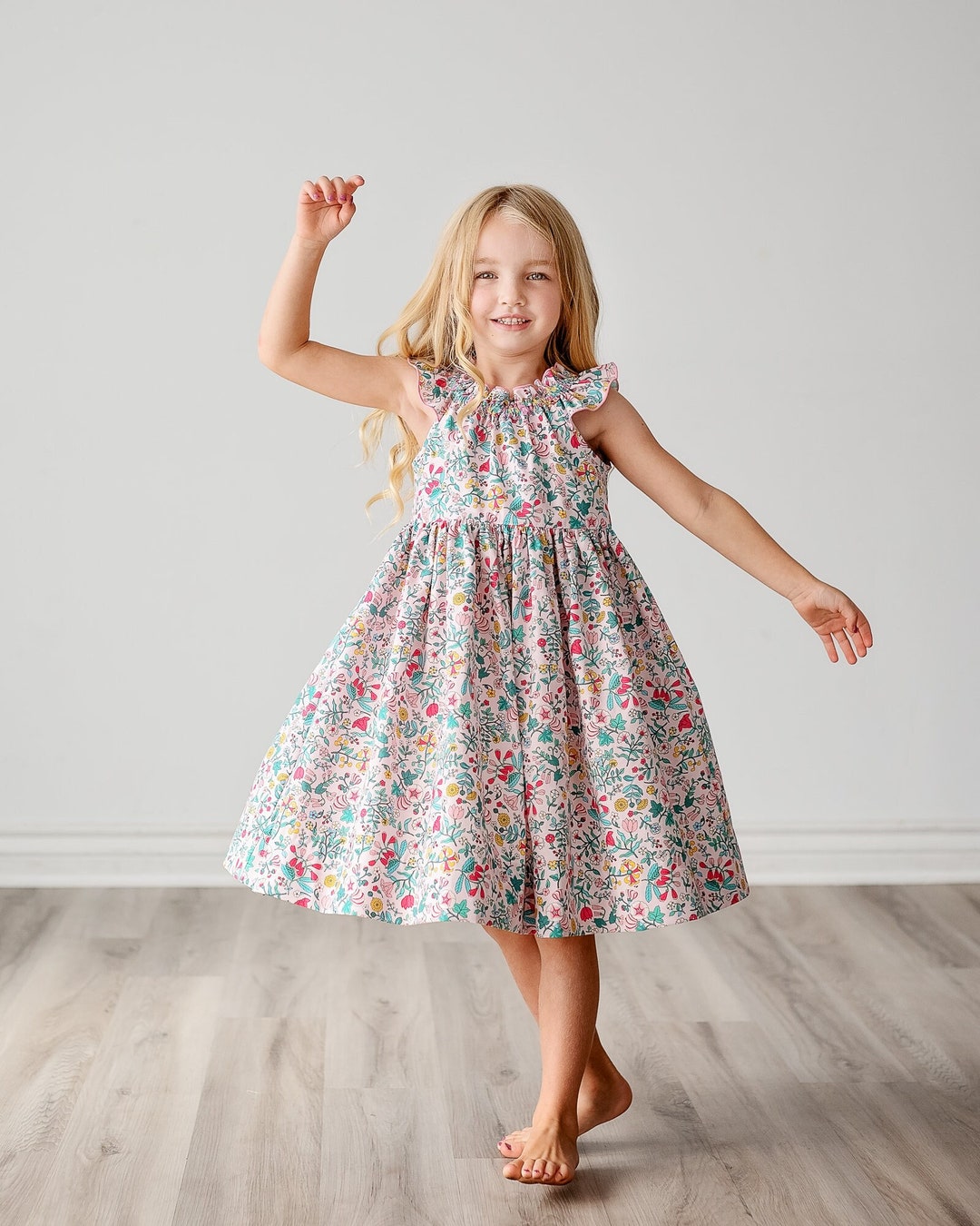 Girls Long Maxi or Midi Dress • Girls Liberty of London Cotton Pink ...