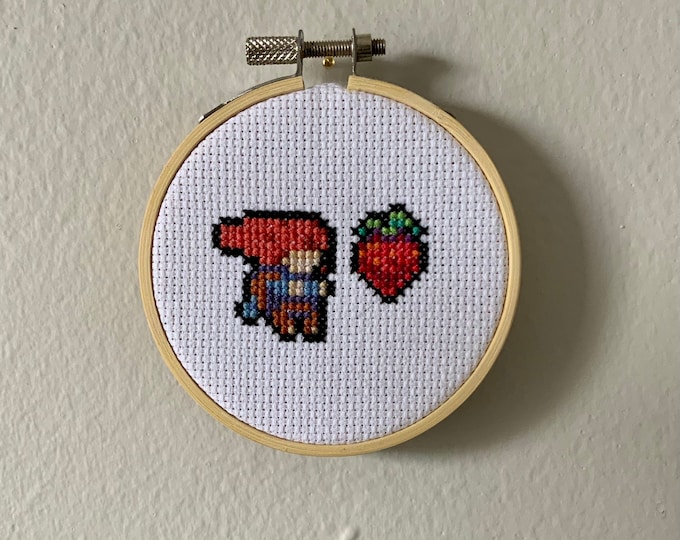 Cross-stitch Pattern of Madeline Jumping for a Strawberry - Etsy