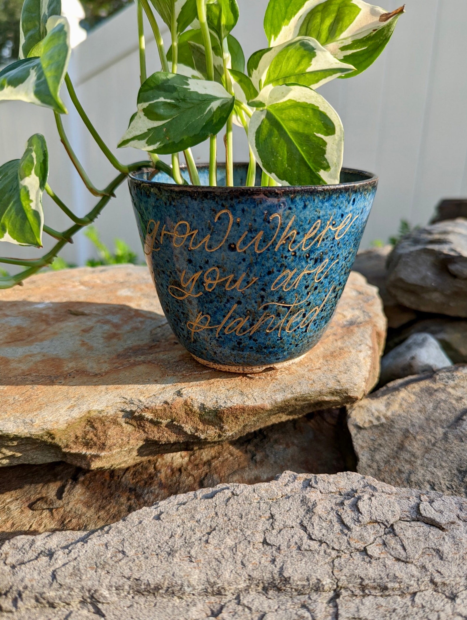 Gold Engraved Planter Handmade Pottery | Etsy