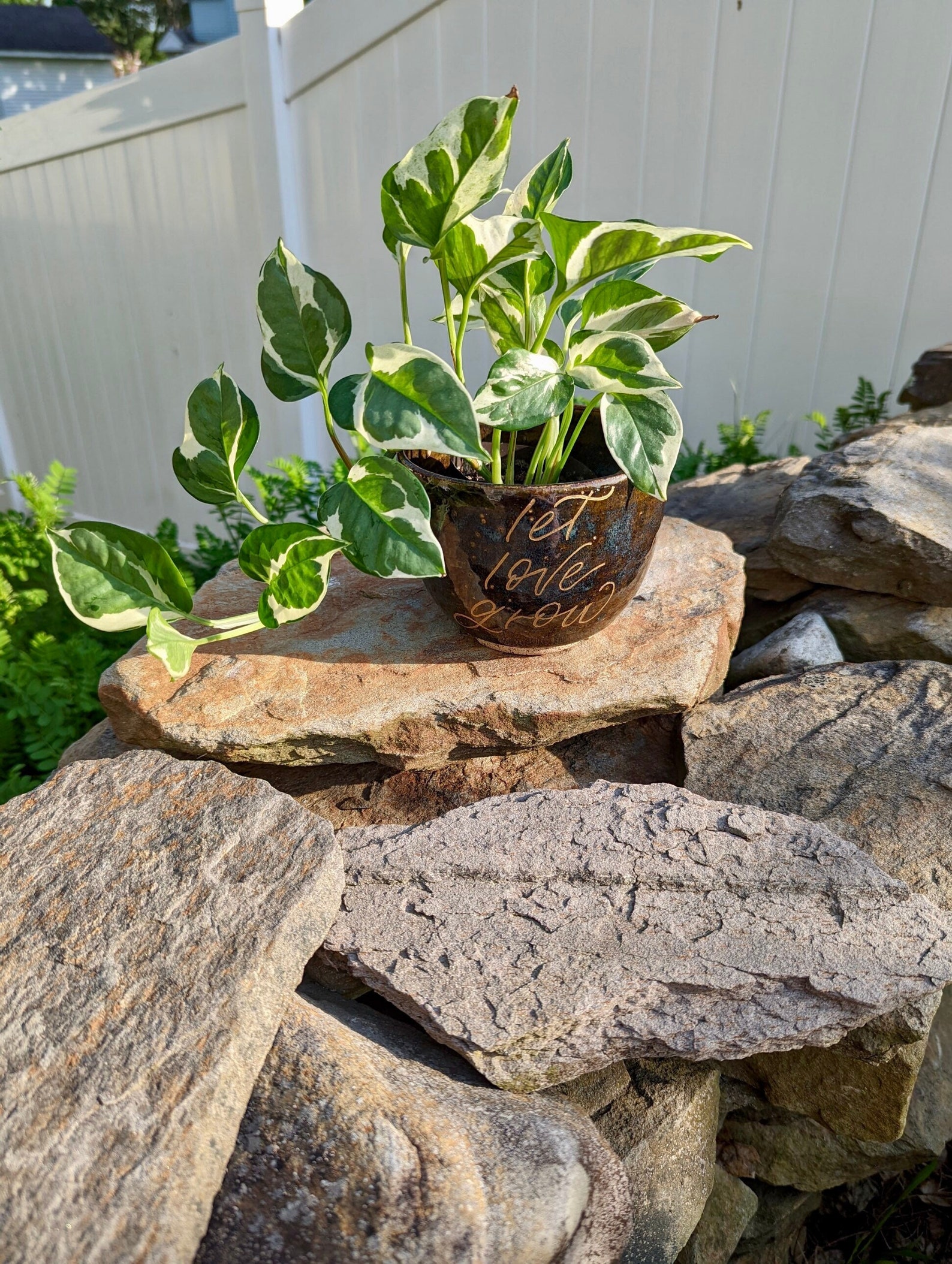 Gold Engraved Planter Handmade Pottery | Etsy