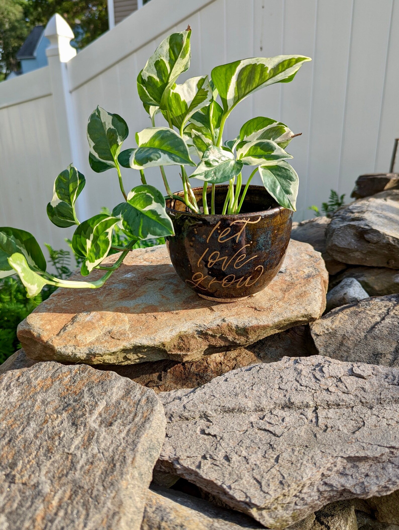 Gold Engraved Planter Handmade Pottery | Etsy
