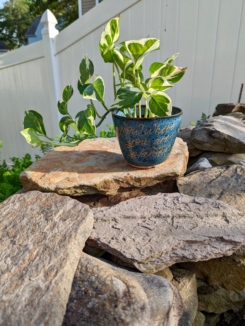 Gold Engraved Planter Handmade Pottery | Etsy