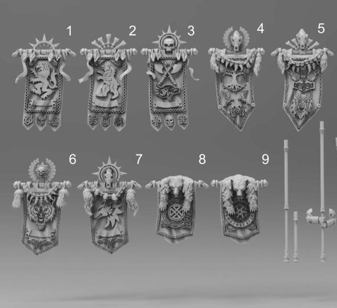 Asgardian War Banners Bits for a Standard Bearer by Atlan Forge - Etsy