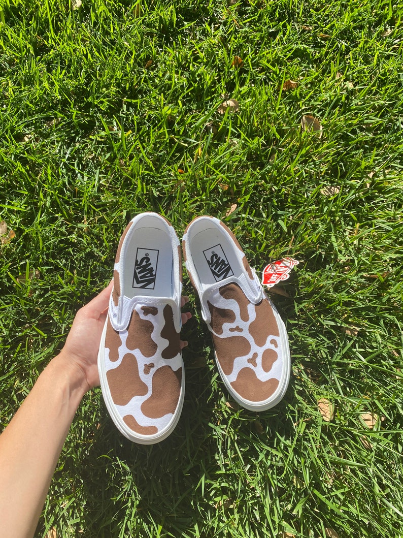 Brown Cow Print Custom Vans | Etsy