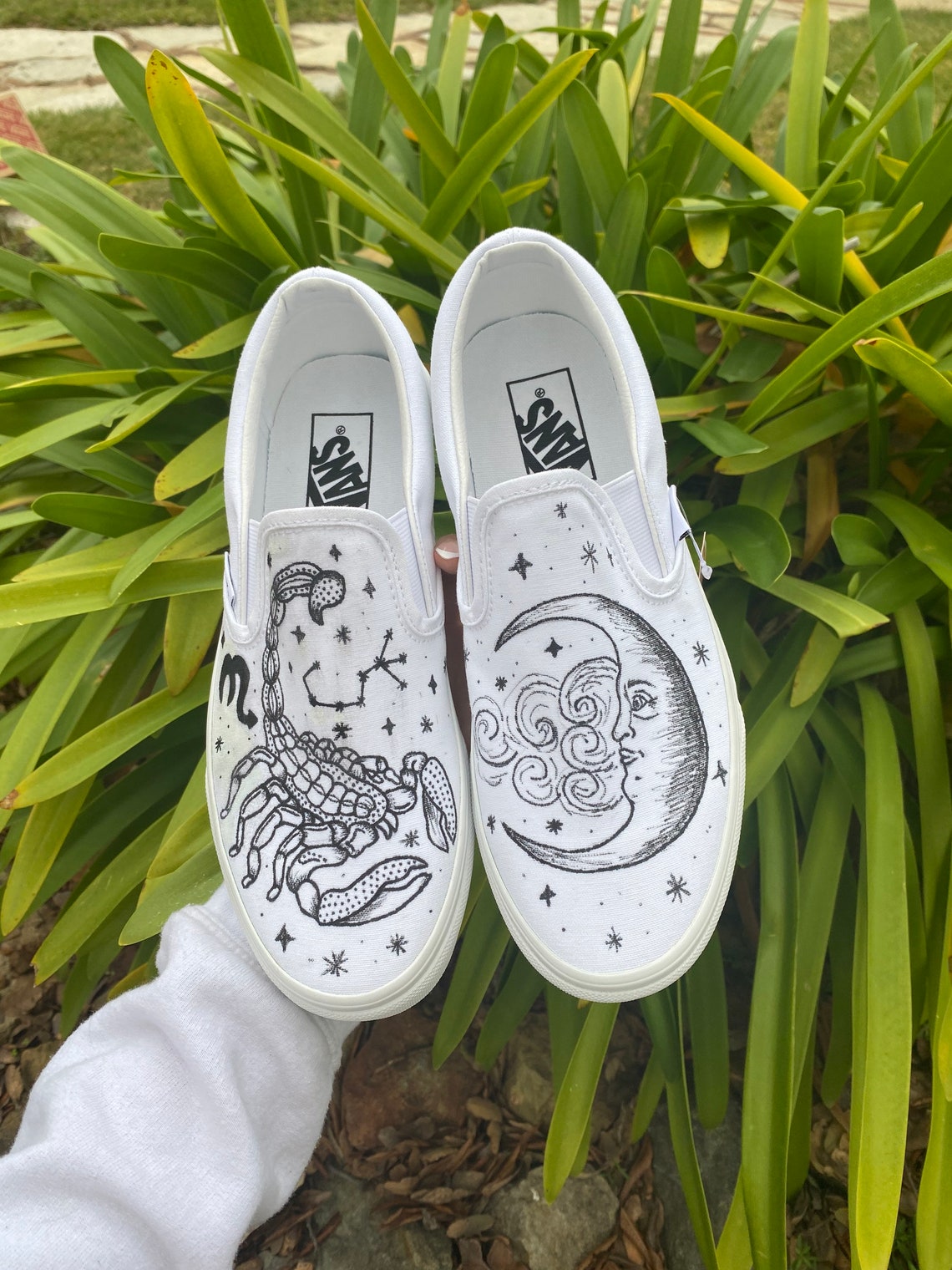 Scorpio and Moon Custom Hand Painted Vans - Etsy
