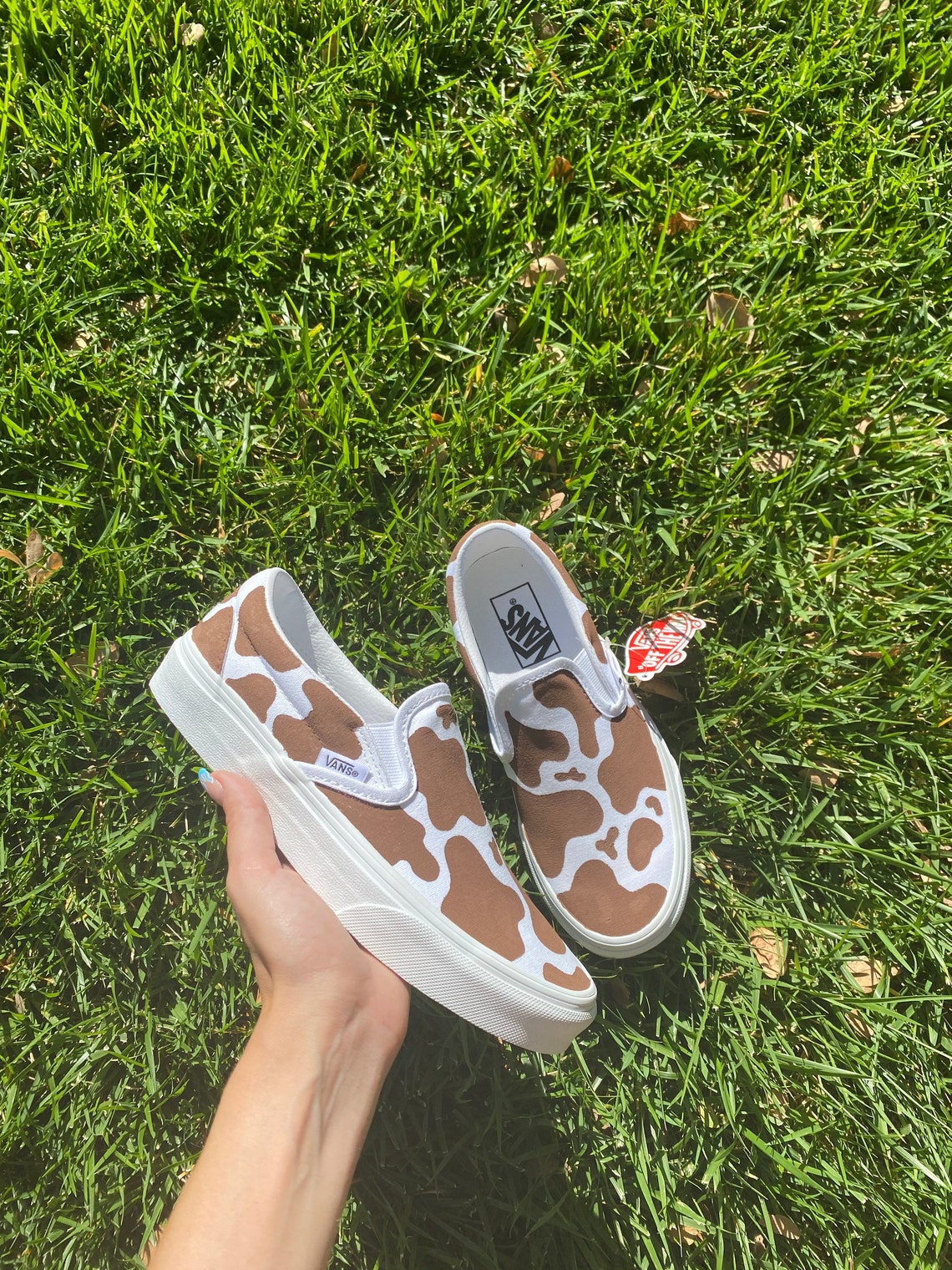 Brown Cow Print Custom Vans | Etsy