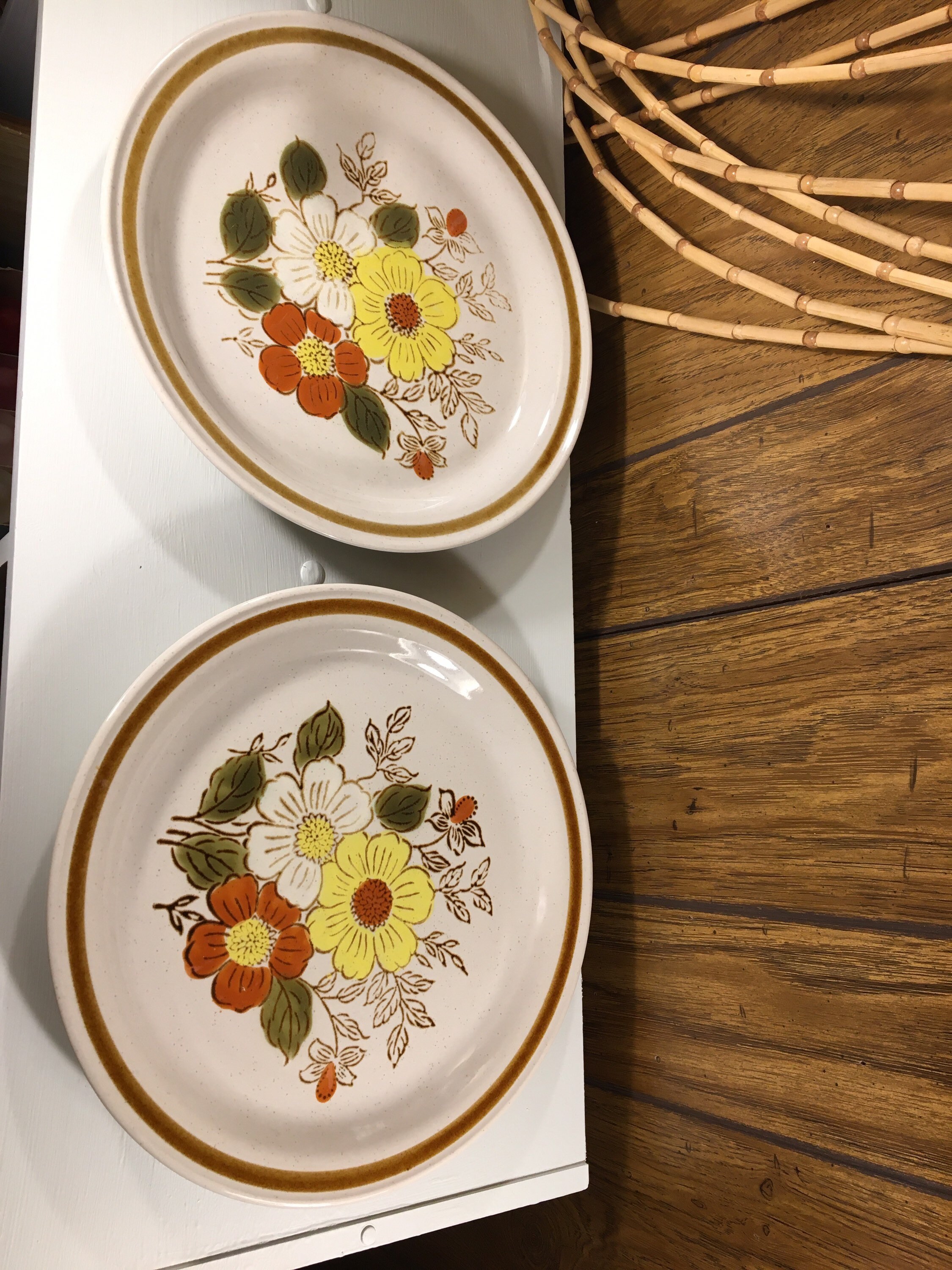 Set of 2 Vintage Dinner Plates 70s Floral Dinnerware Old Brook ...
