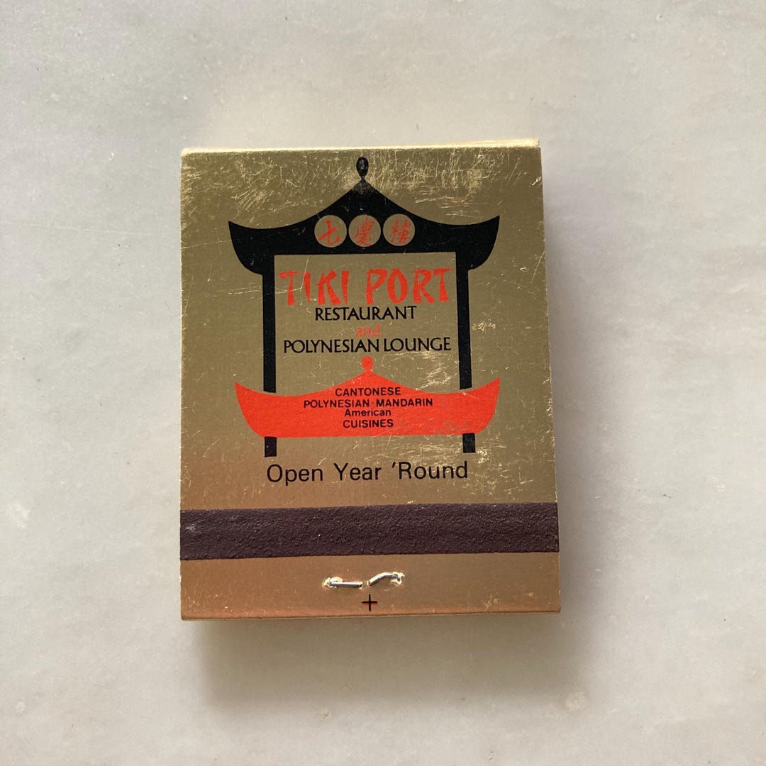 Vintage Tiki Port Matchbook - Gold With Black and Red Logo - Hyannis ...