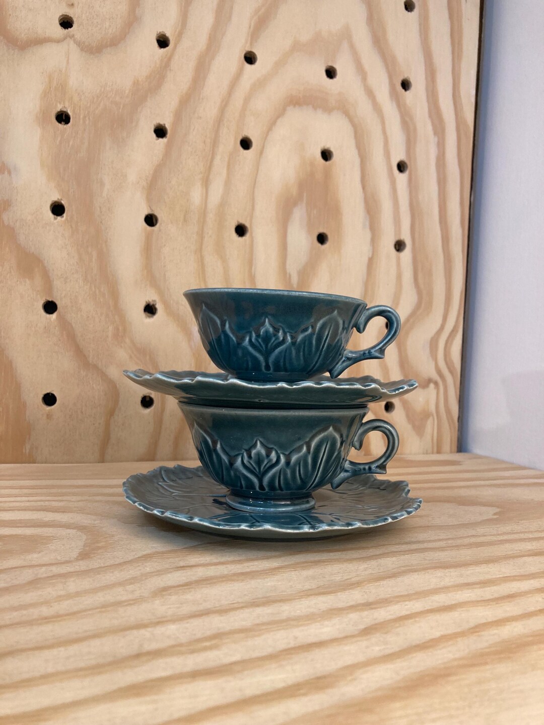 Vintage Steubenville Woodfield Tea Cups in Pink, Teal, Grey, and Citron ...