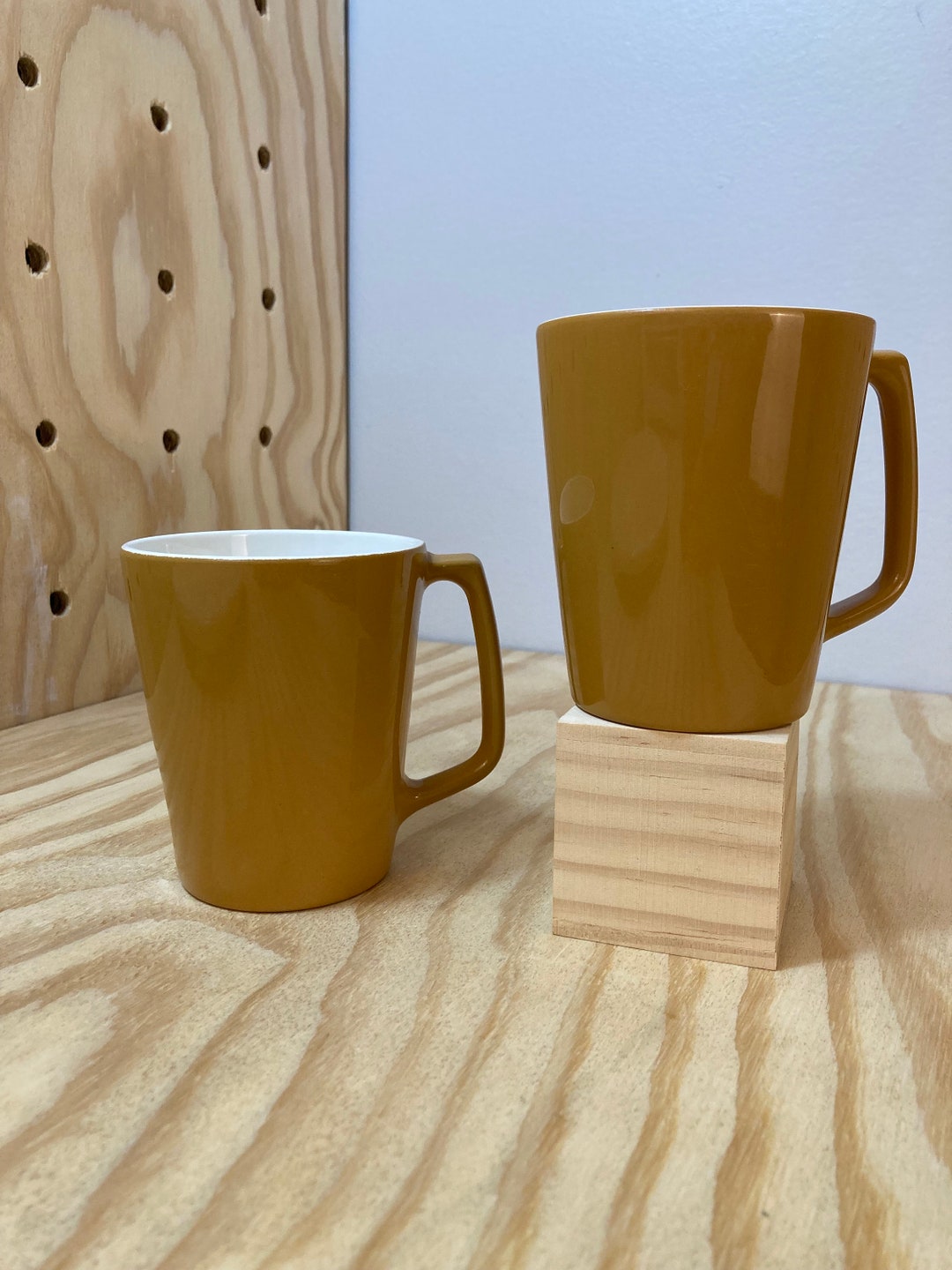 Set of 2 - Vintage Coffee Mugs - Centura by Corning - Mustard Yellow ...