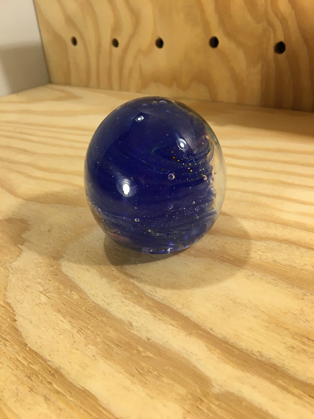 Vintage Home Decor Blue Glass Paperweight Kerry Glass Handmade in ...