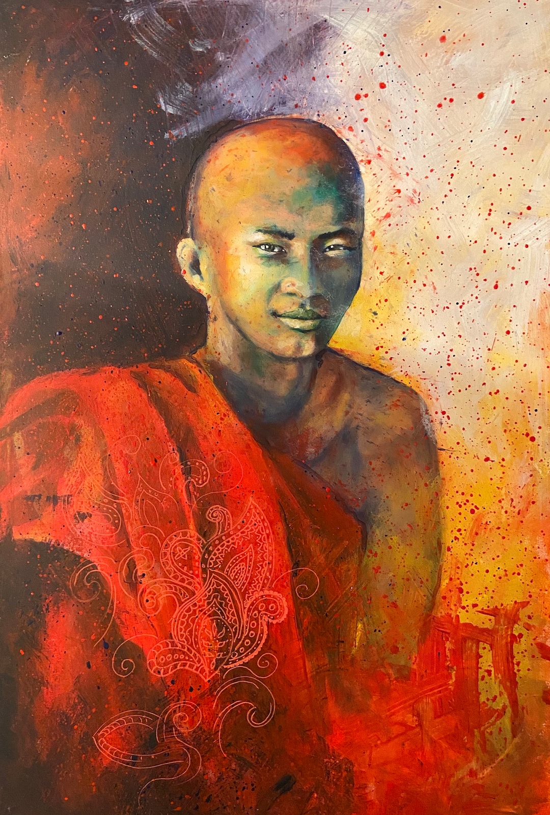 Cambodia Monk, Wall Art, Acrylic on Canvas, Art Print, Print on Paper ...