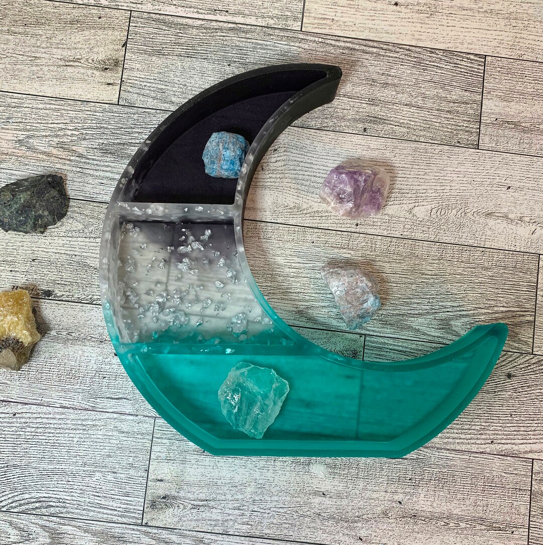 Handmade Crescent Moon Shelf, Resin Home Decor, Crystal Display Holder ...