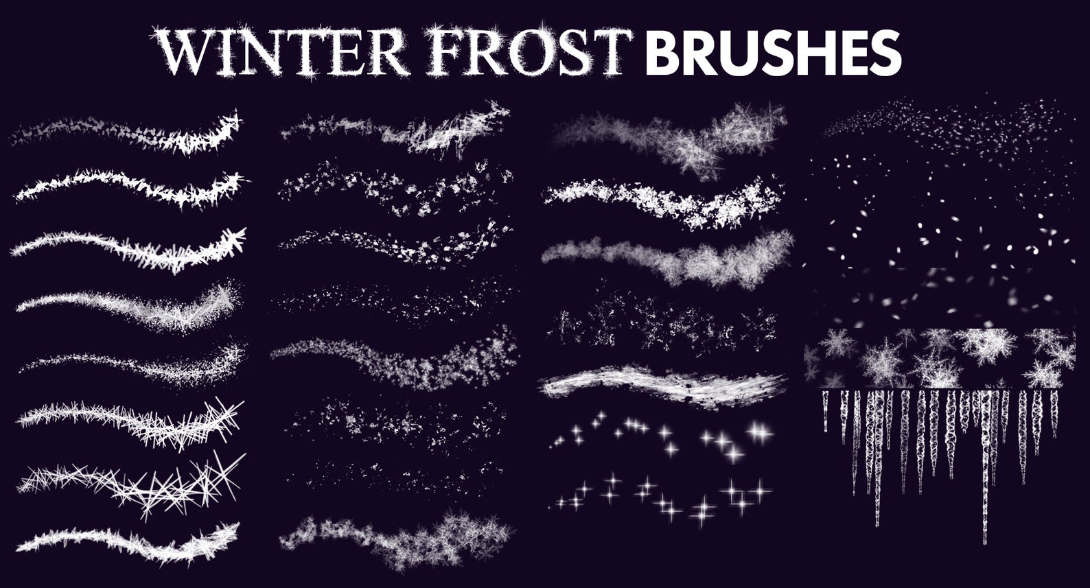 Winter Frost Brushes for Photoshop and Procreate for Painting Frosty Snowy Winter Environments ...