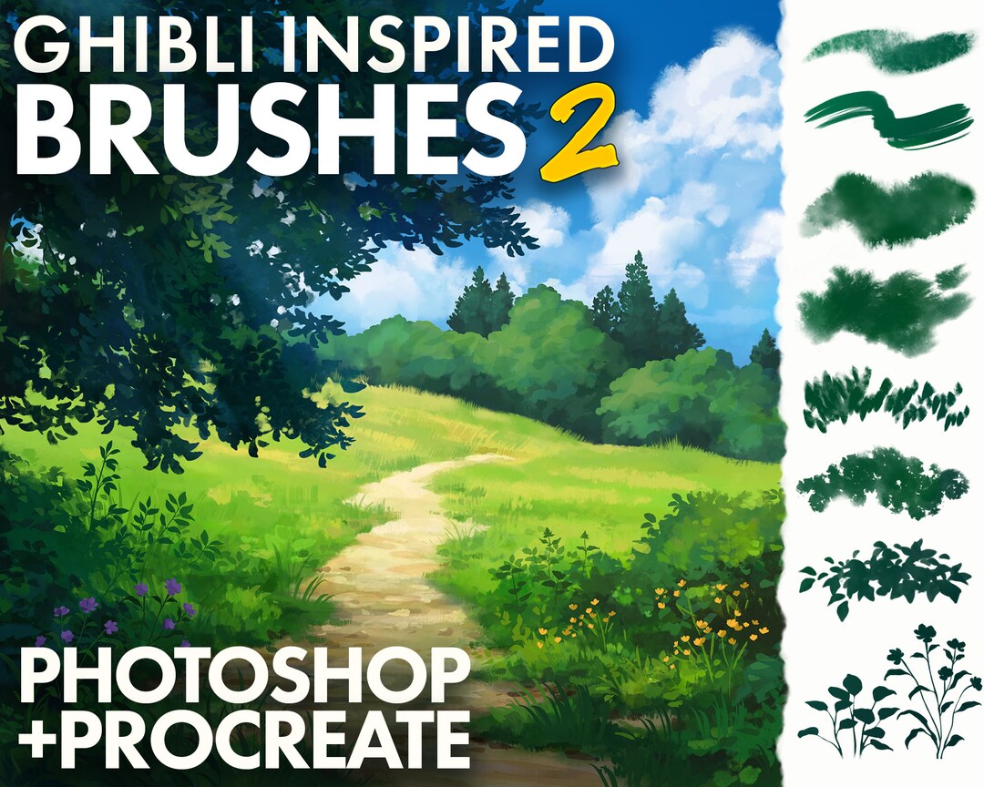 Ghibli-inspired Brushes 2 for Photoshop and Procreate - Etsy