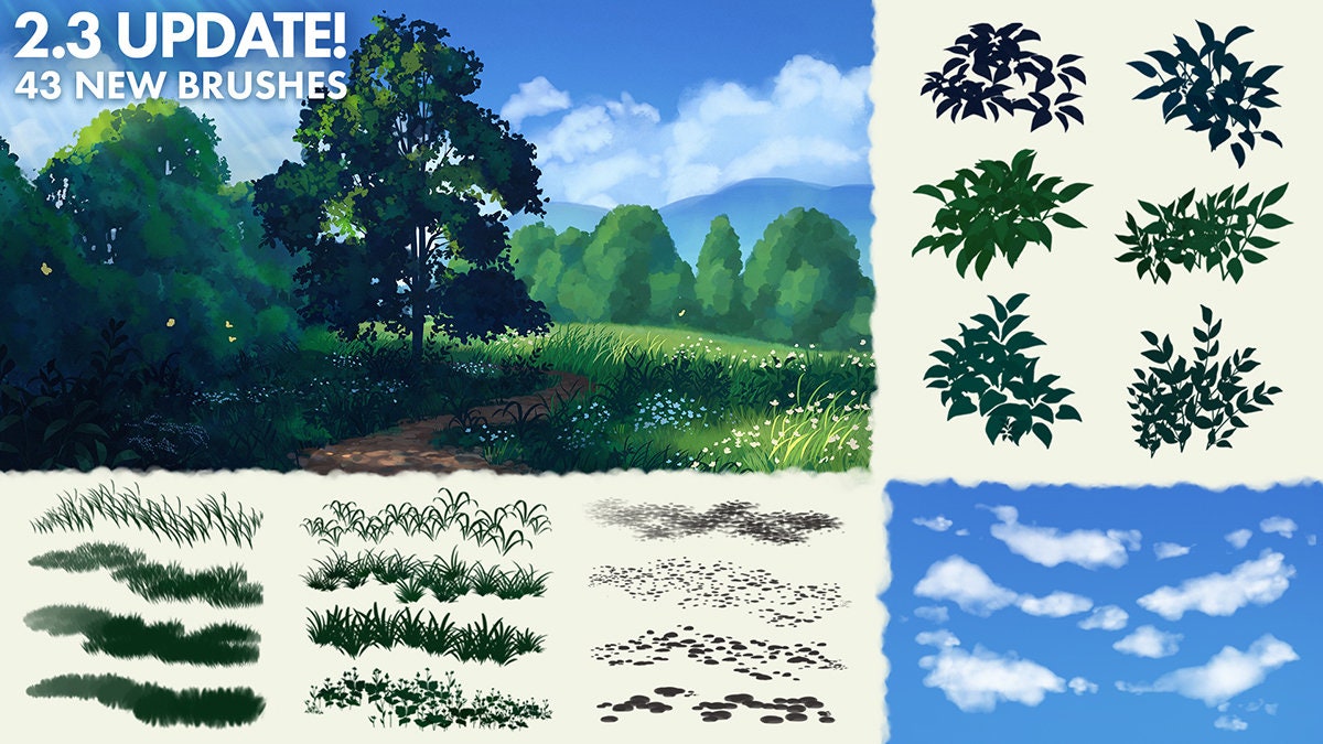 Ghibli-inspired Brushes for Photoshop & Procreate - Landscape Painting ...