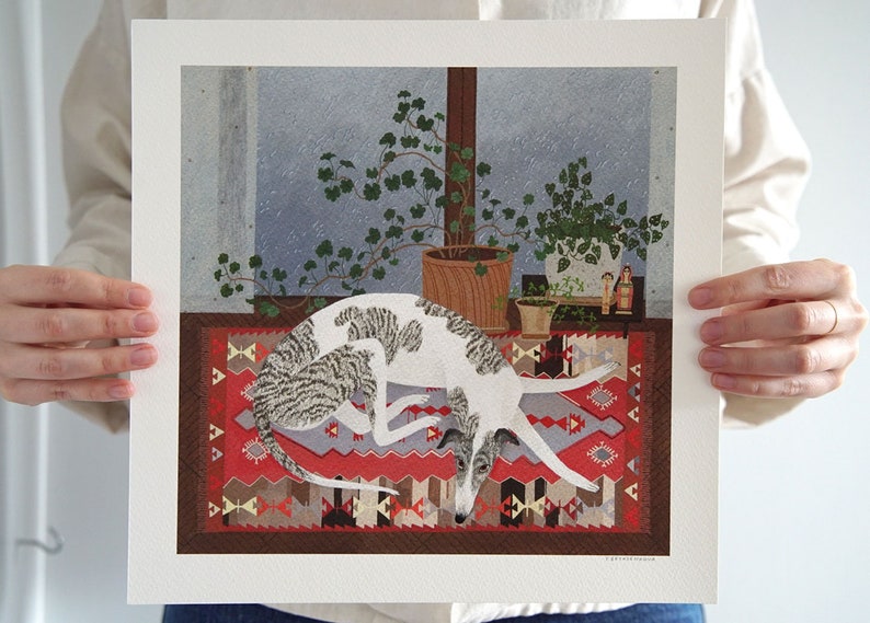 Spotted Brindle Greyhound Art Print - Etsy