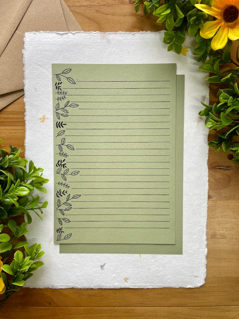 Letter Writing Paper Leafy Paper Designs Handmade Stationery ...