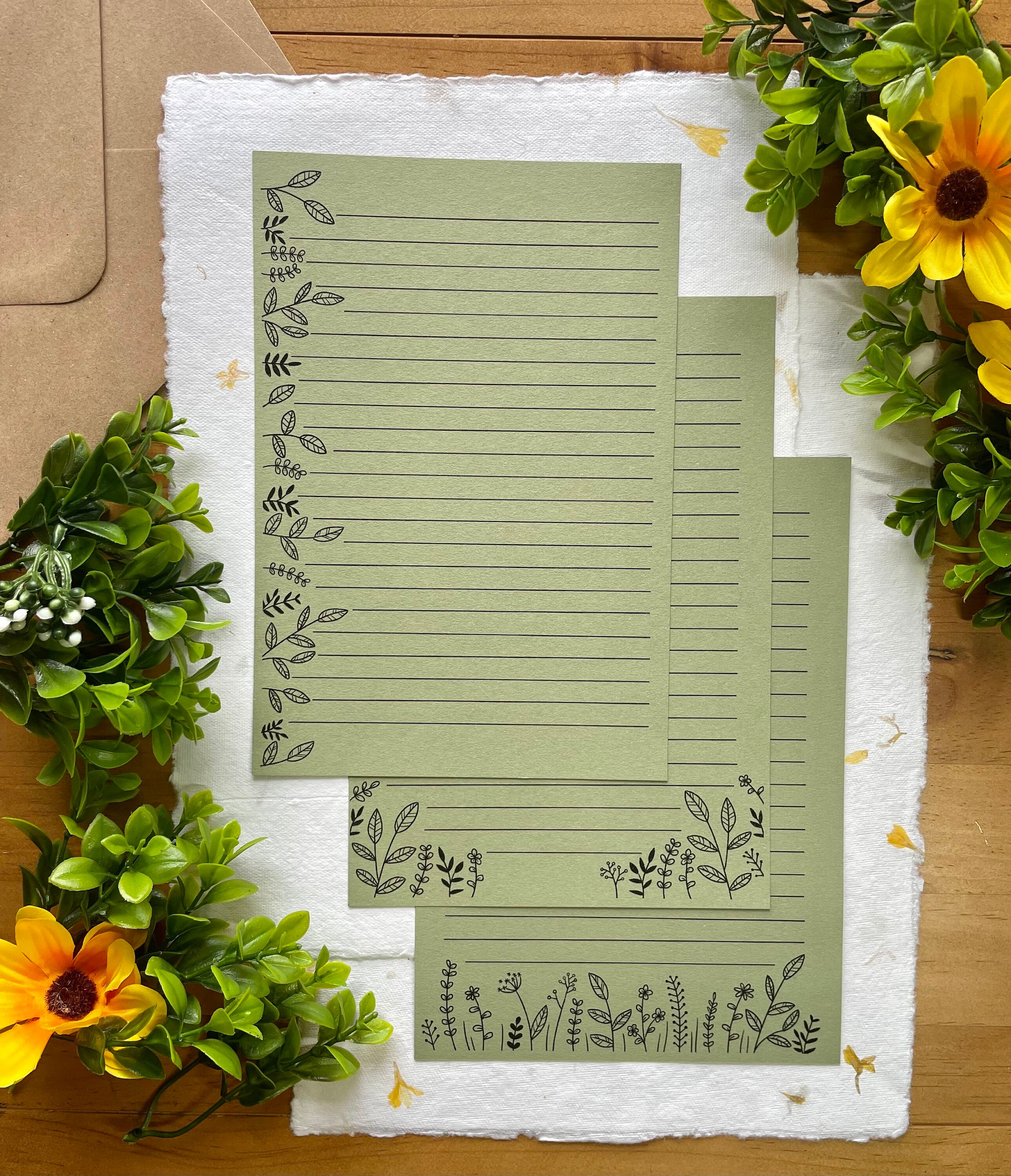 Letter Writing Paper Leafy Paper Designs Handmade Stationery ...