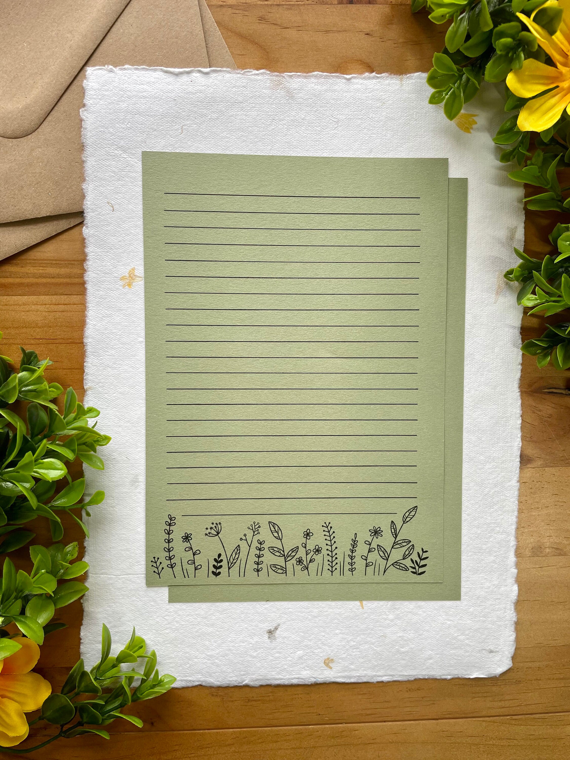 Letter Writing Paper Leafy Paper Designs Handmade Stationery ...