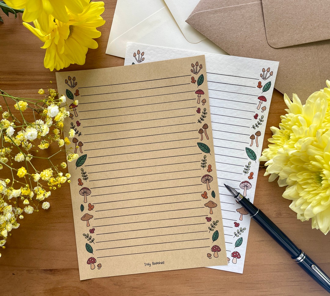 Letter Writing Paper - Mushroom Paper - Hand Illustrated - Handmade ...