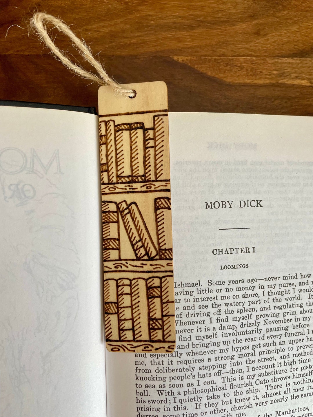 Wooden Bookmark - Bookcase Design - Pyrography - Woodburning - Bookish ...
