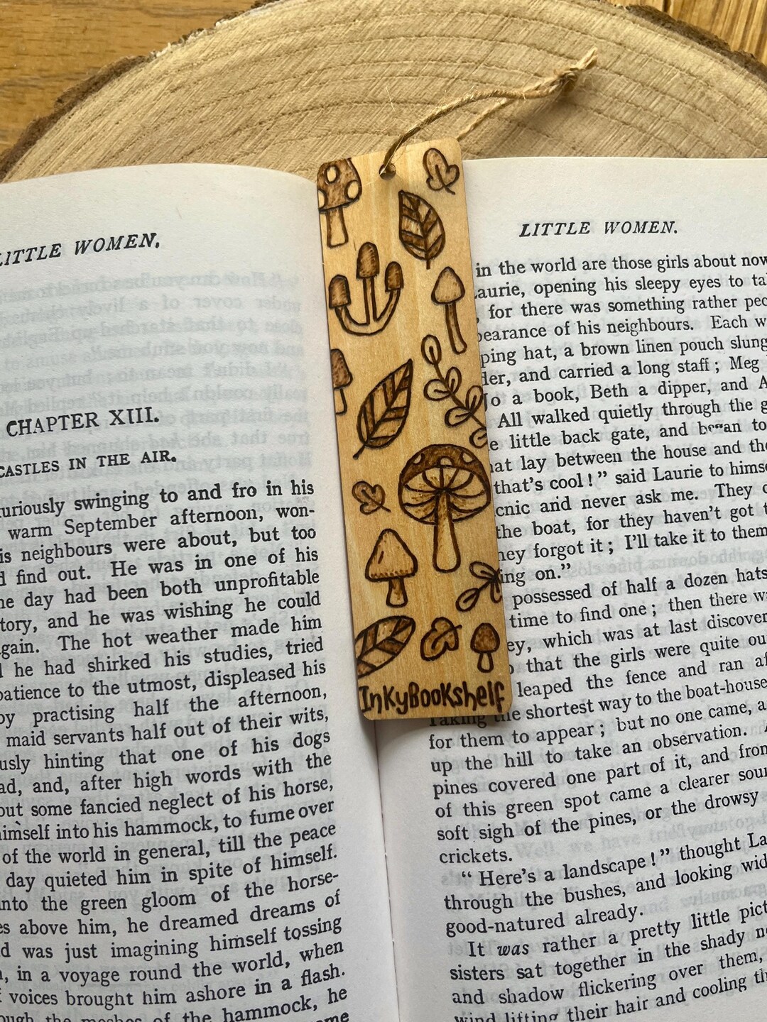 Wooden Bookmark - Mushroom Design - Pyrography - Woodburning - Bookish ...