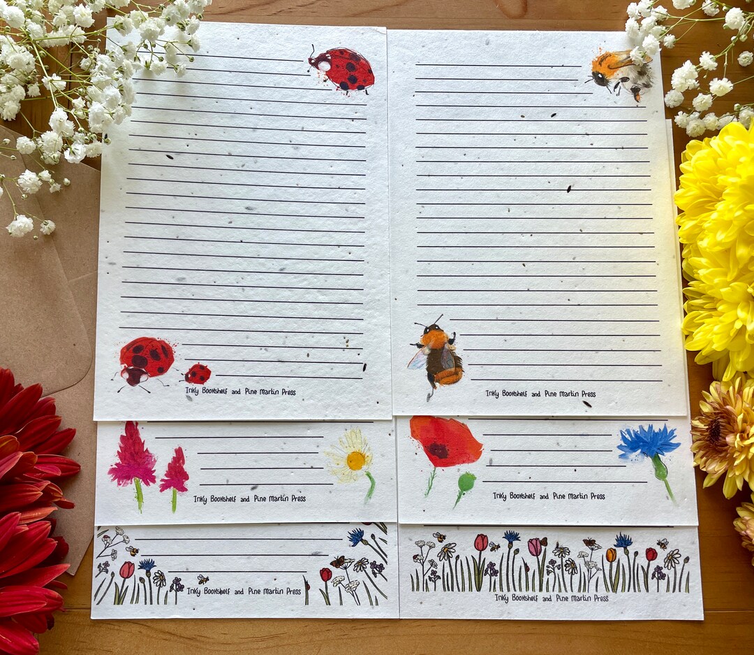 Letter Writing Paper - Pollinator Designs - Bees - Wildflowers ...