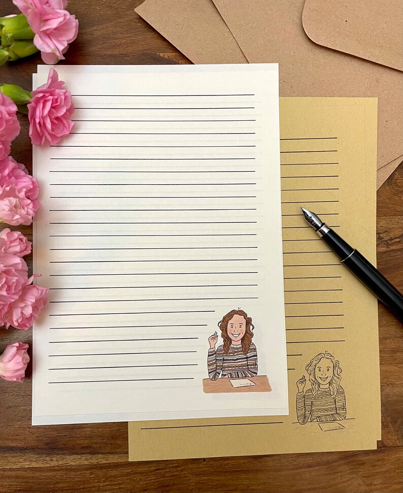 Personalised Writing Paper Set Bespoke Stationary Custom Paper Design ...