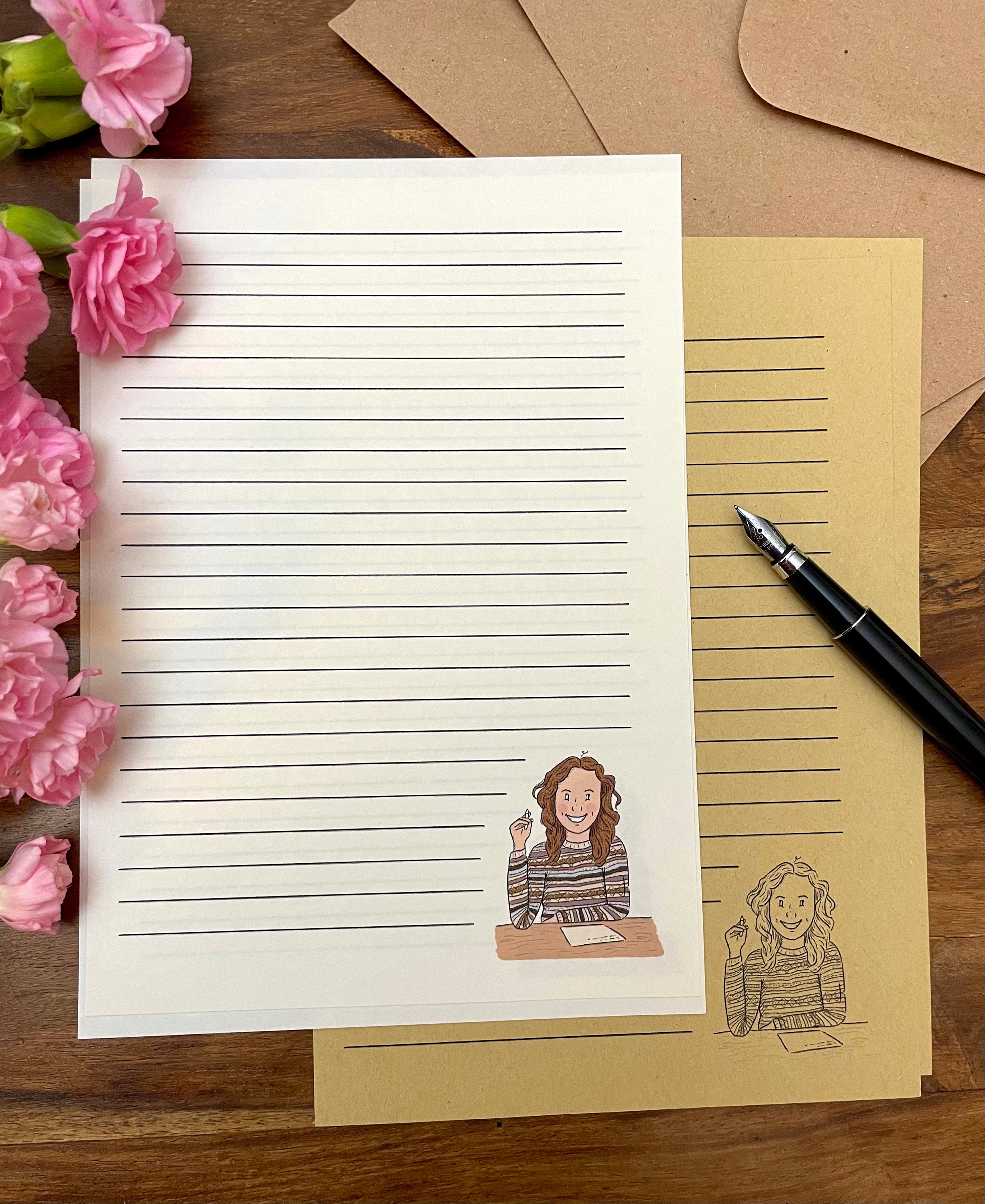 Personalised Writing Paper Set Bespoke Stationary Custom Paper Design ...