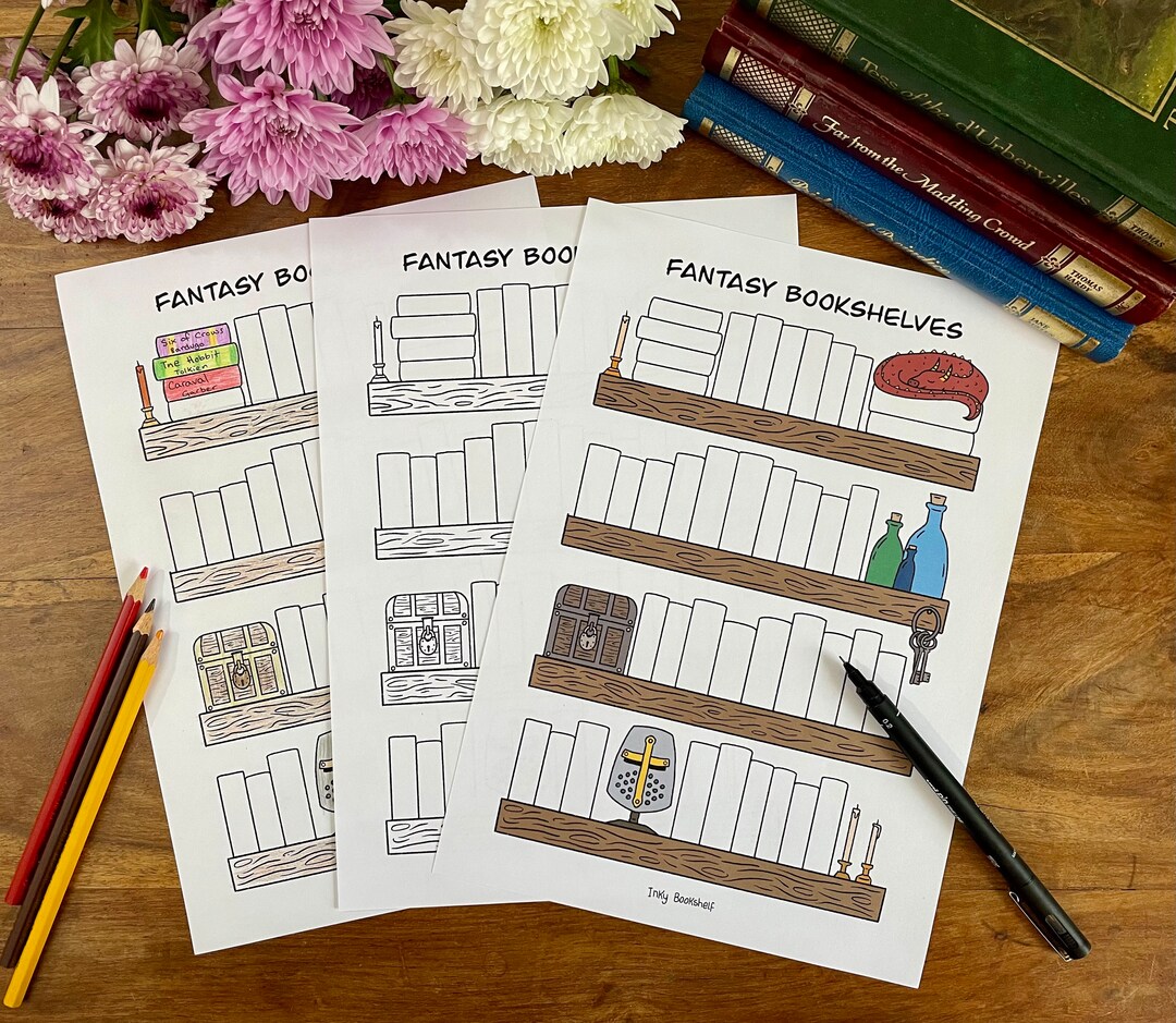 Fantasy Reading Tracker (downloadable)- Themed Bookshelves to Track ...