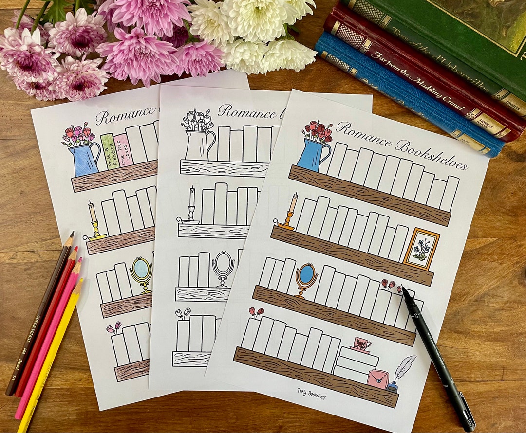 Romance Reading Tracker (downloadable) - Themed Bookshelves to Track ...