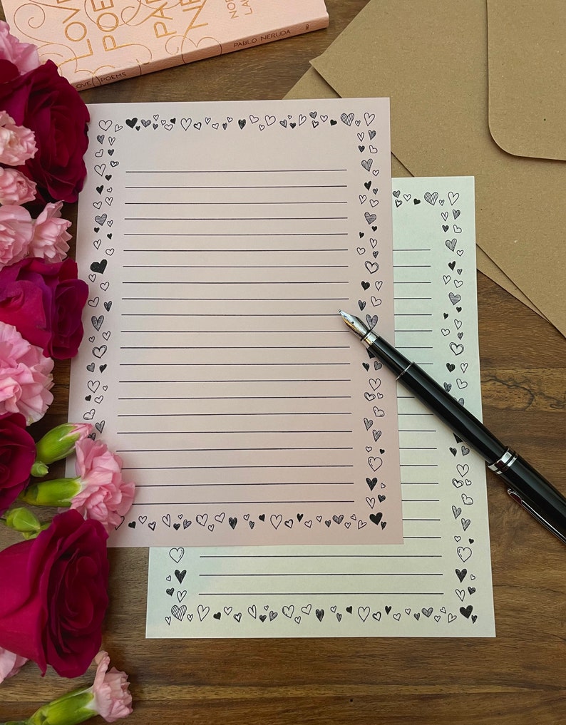Letter Writing Paper Valentine Paper Handmade Stationery Love Letter ...