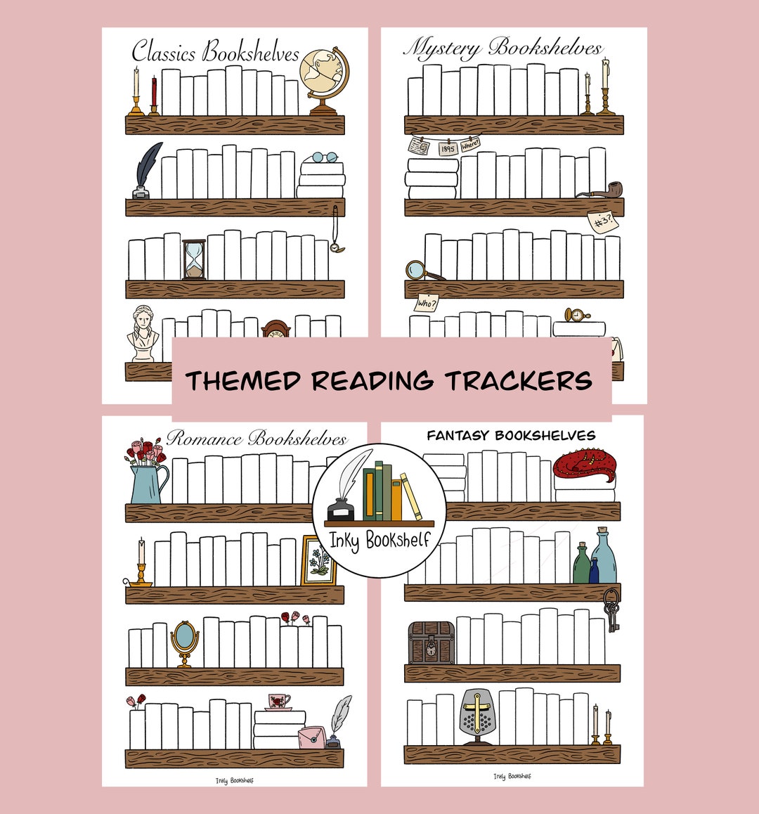 4 Downloadable Reading Trackers - Themed Bookshelves to Track Your ...
