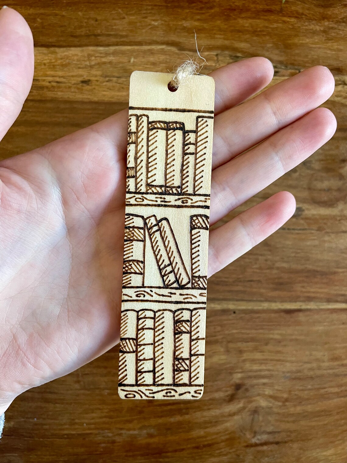 Wooden Bookmark - Bookcase Design - Pyrography - Woodburning - Bookish ...