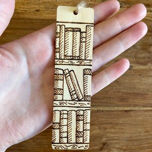 Wooden Bookmark - Bookcase Design - Pyrography - Woodburning - Bookish ...