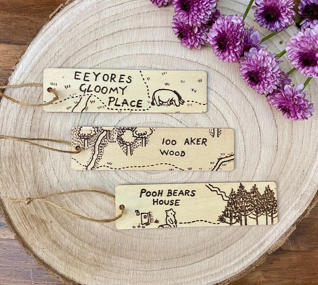 Wooden Bookmark - Winnie the Pooh Designs - Pyrography - Woodburning ...